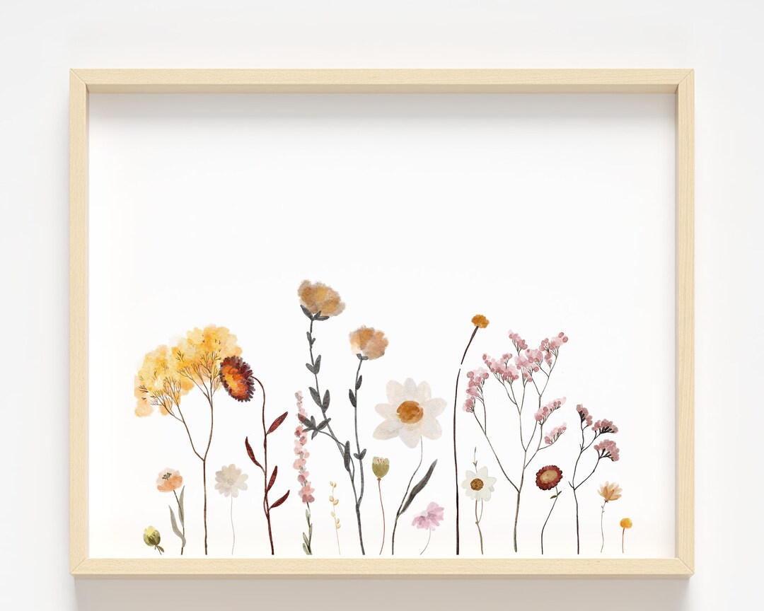 Watercolor Wildflower Print, Horizontal Floral Wall Art (digital ...