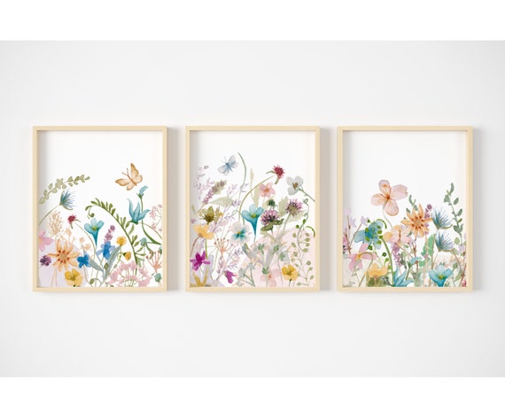 Bright Flower Prints Wildflower Prints Set of 3 Floral Art - Etsy