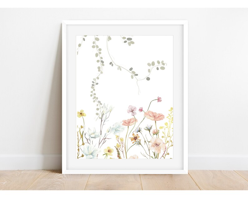 Set of 3 Flower Prints, Flower Print Set, Water Color Prints, Wall ...