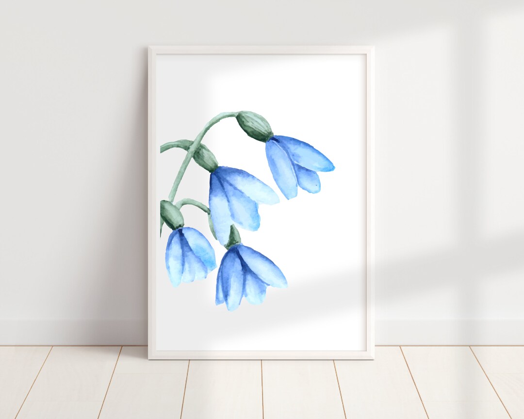 Blue Bells Print, Floral Art, Blue Flower Prints Wall Art, Blue Flower ...