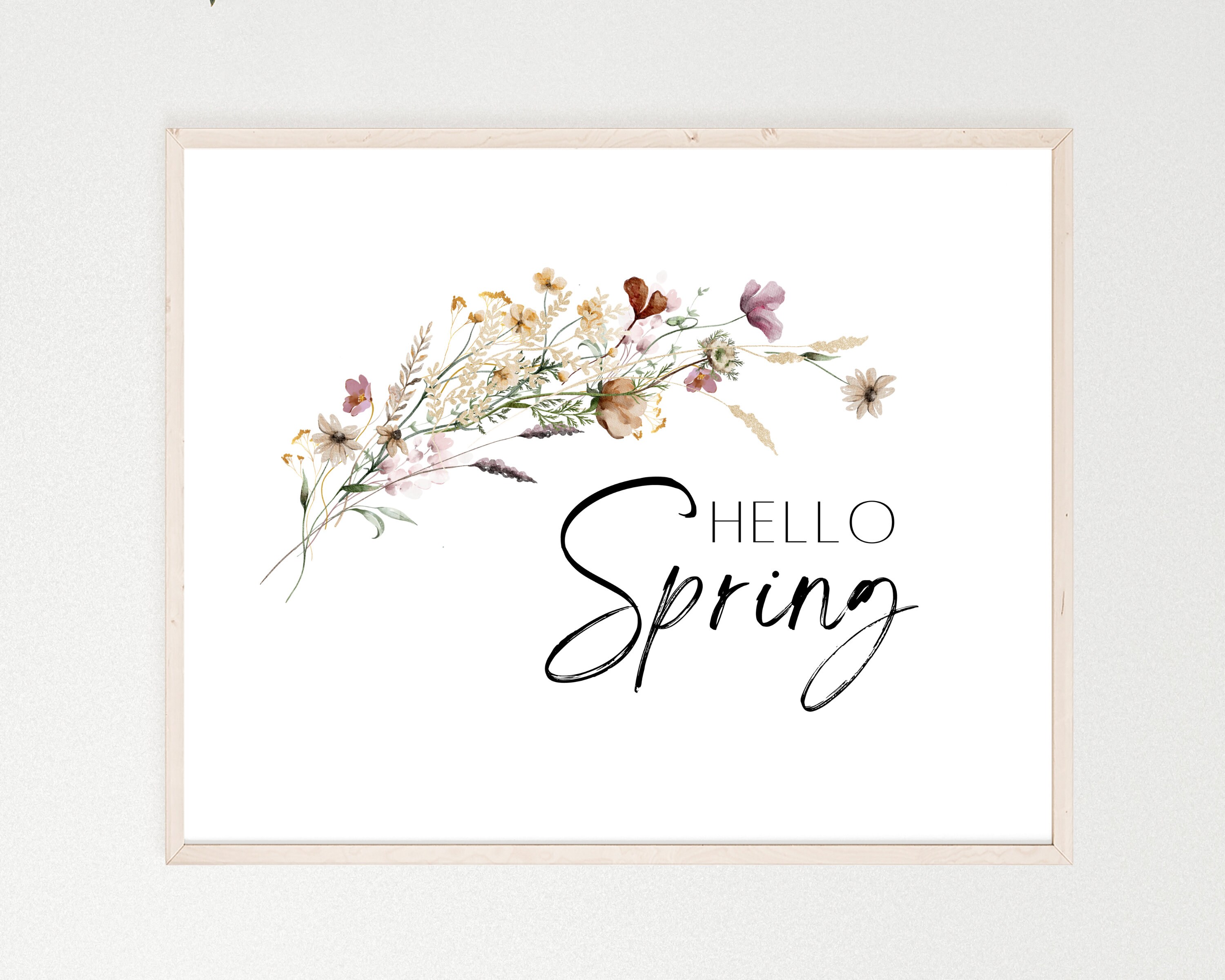 Hello Spring Printable, Spring Printable Wall Art, Spring Decor, Spring ...