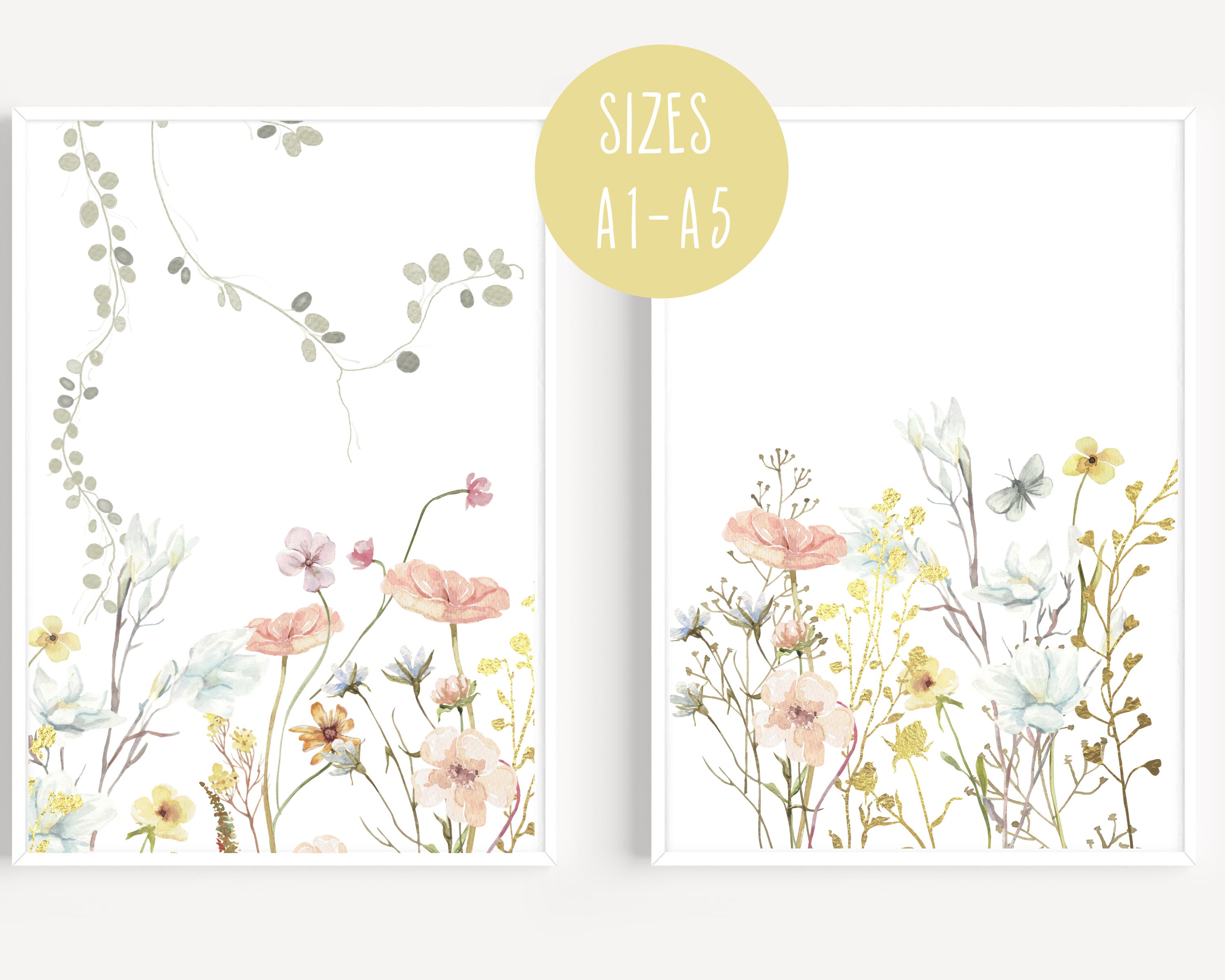 Floral Wall Art, Flower Printable Wall Art, Set of 2 Floral Prints ...