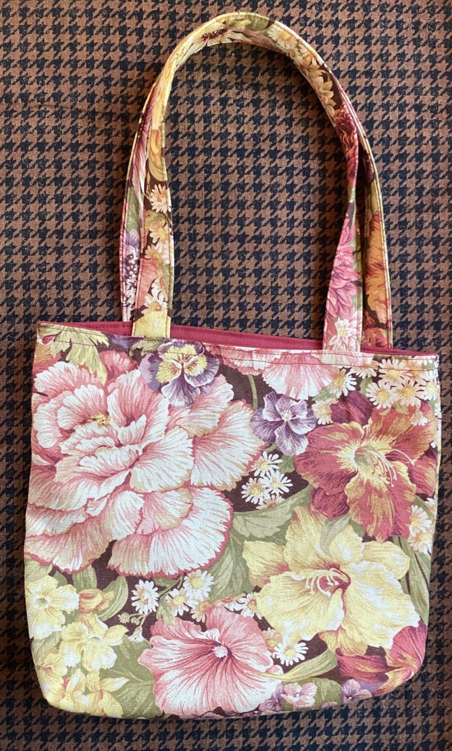 Floral, Lined Upcycled Upholstery Bag - Etsy