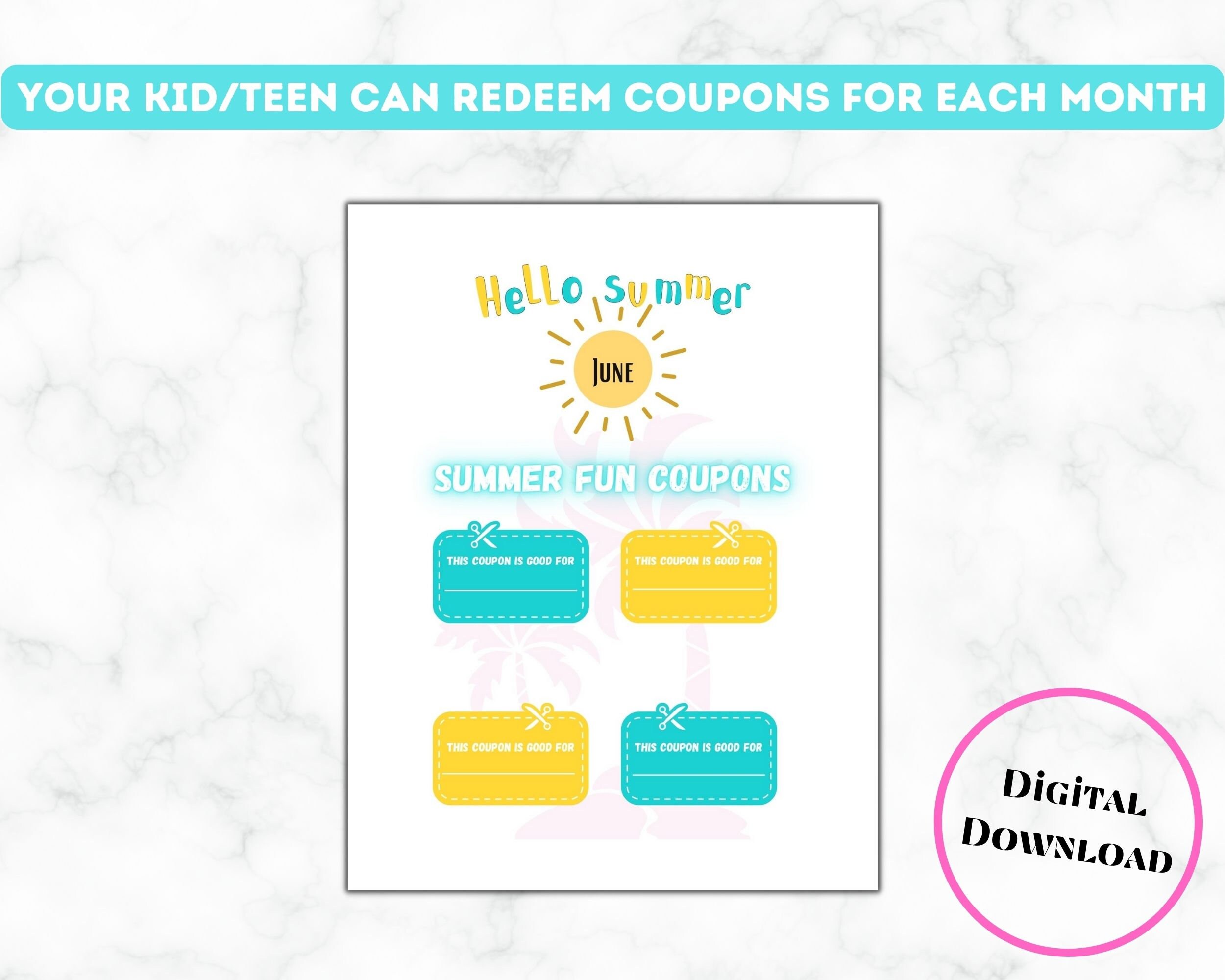 Kid/teen Planner, Summer Planner, Summer Coupons, Gift, Undated ...