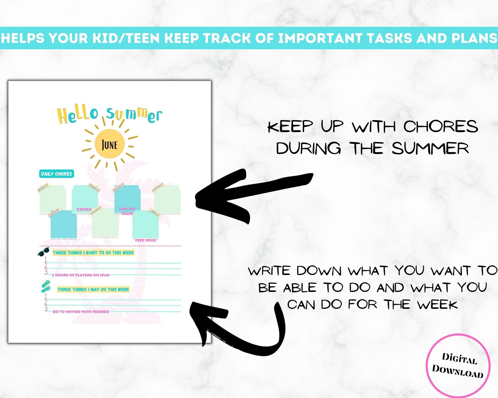 Kid/teen Planner, Summer Planner, Summer Coupons, Gift, Undated ...