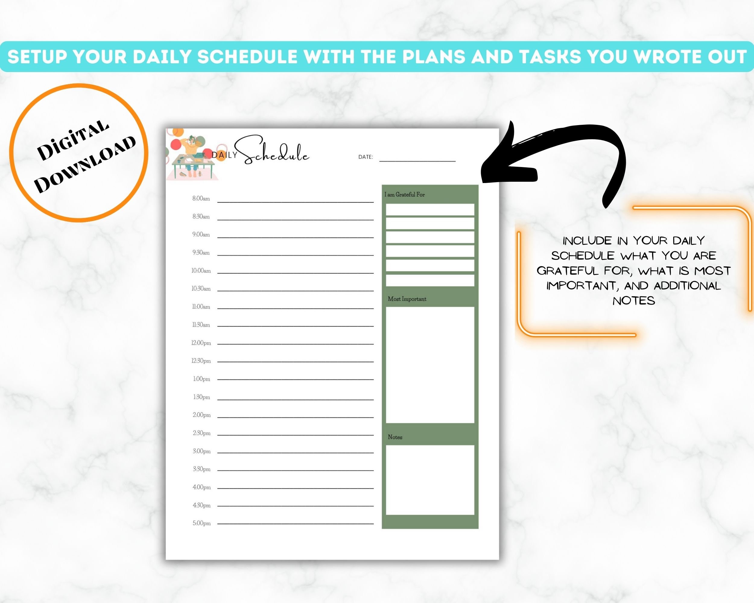 Daily Planner, Daily Grind, Printable Schedule and to Do, Personal ...