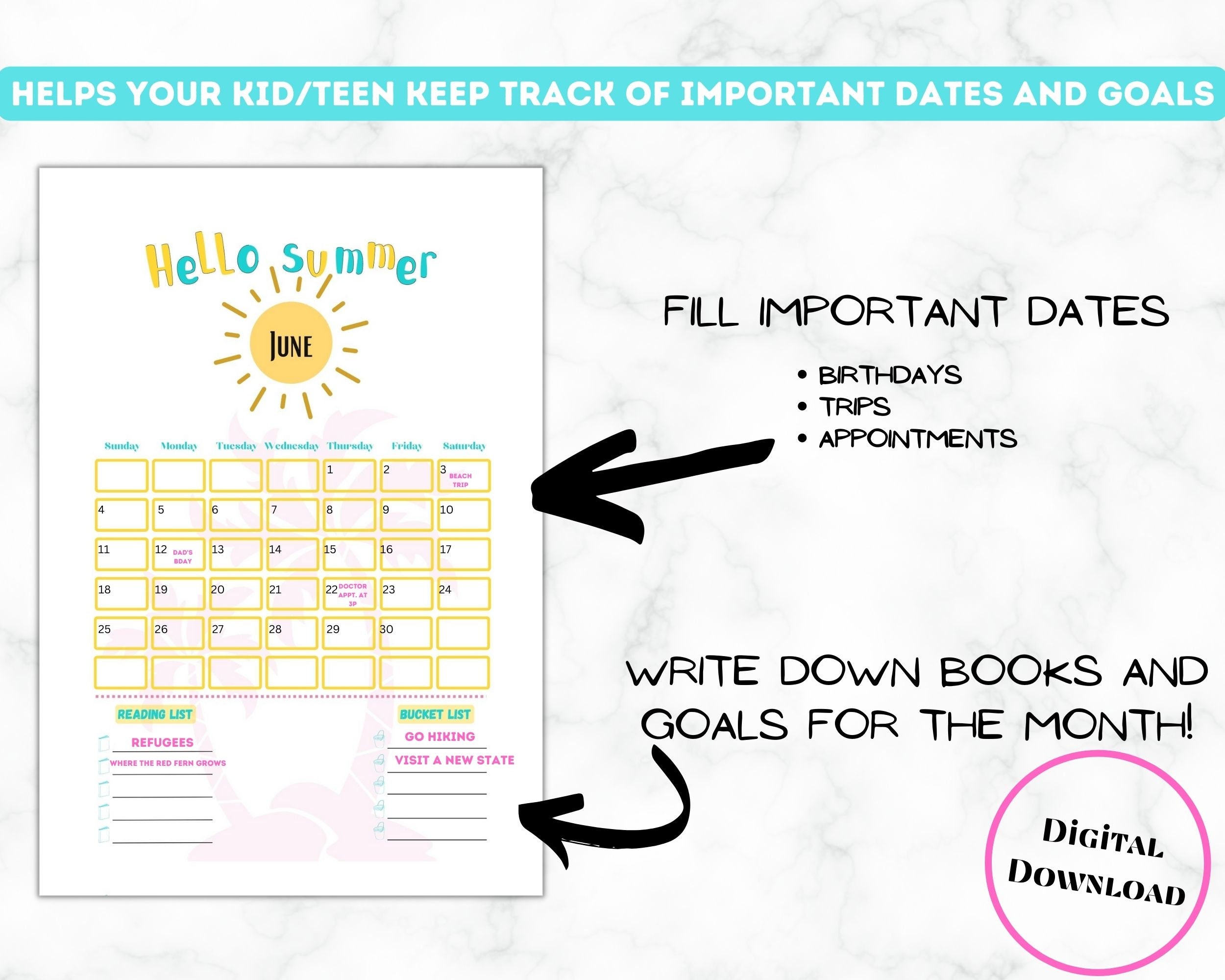 Kid/teen Planner, Summer Planner, Summer Coupons, Gift, Undated ...