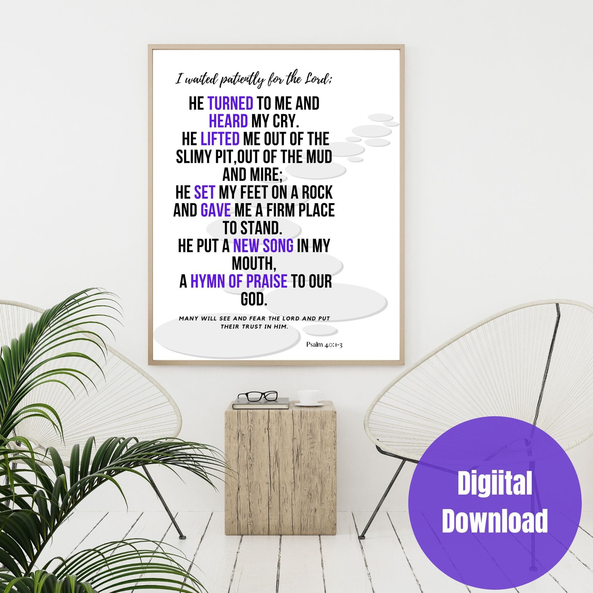God is With Me Bible Verse Printable Wall Art, Psalm, Biblical ...