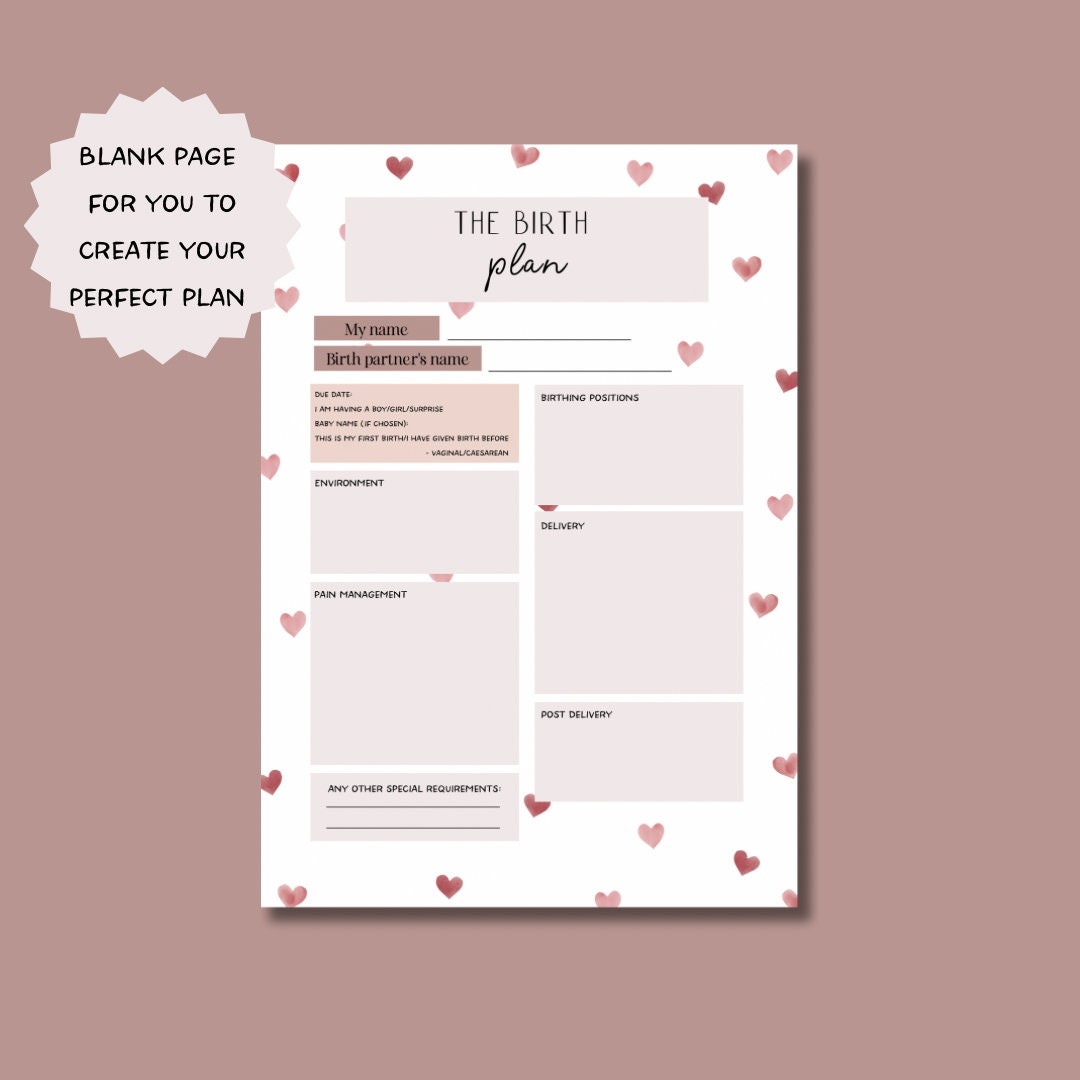 Plantilla de plan de parto plan de parto imprimible trabajo - Etsy México