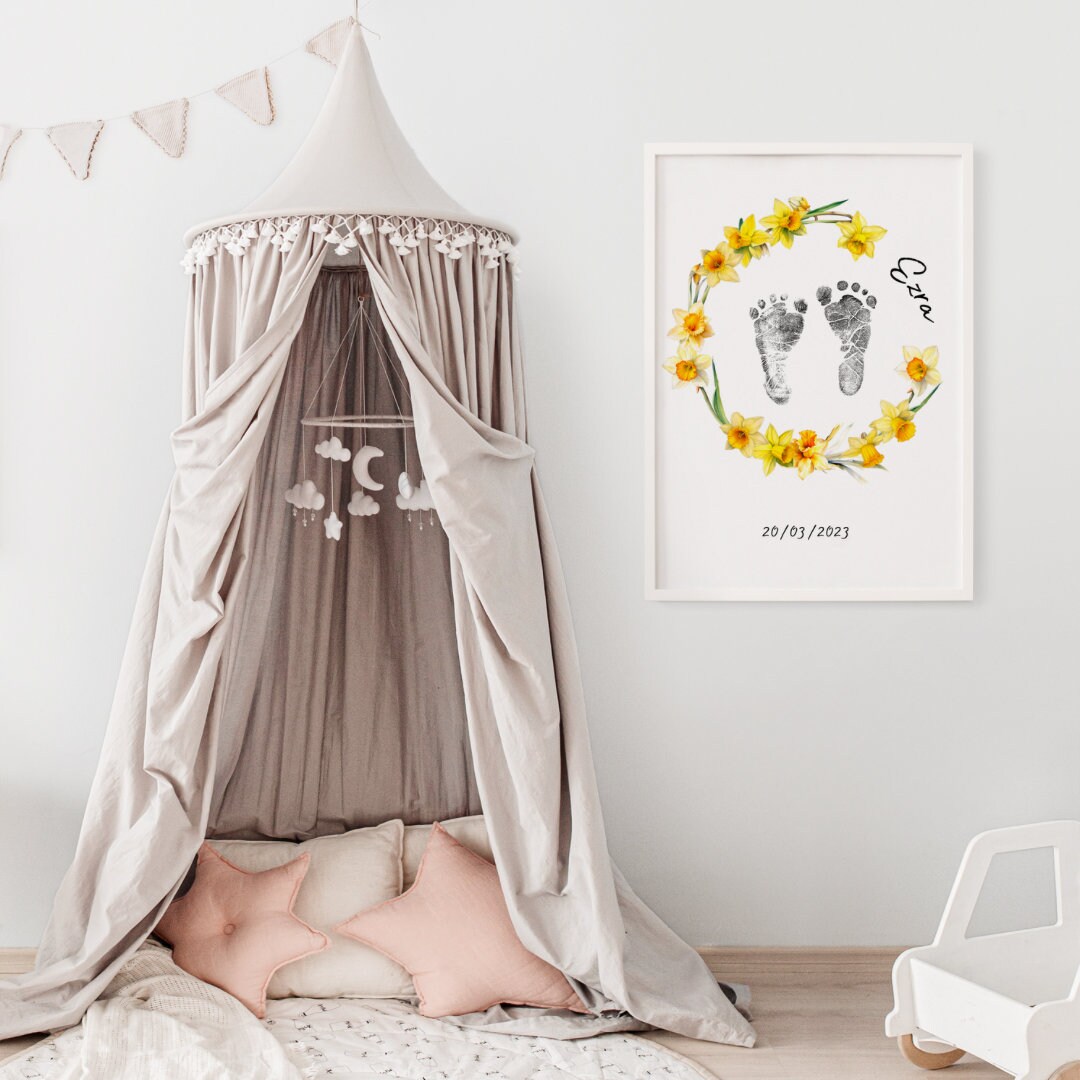 Baby Footprint/handprint Birth Flower Frame Footprint Frame - Etsy