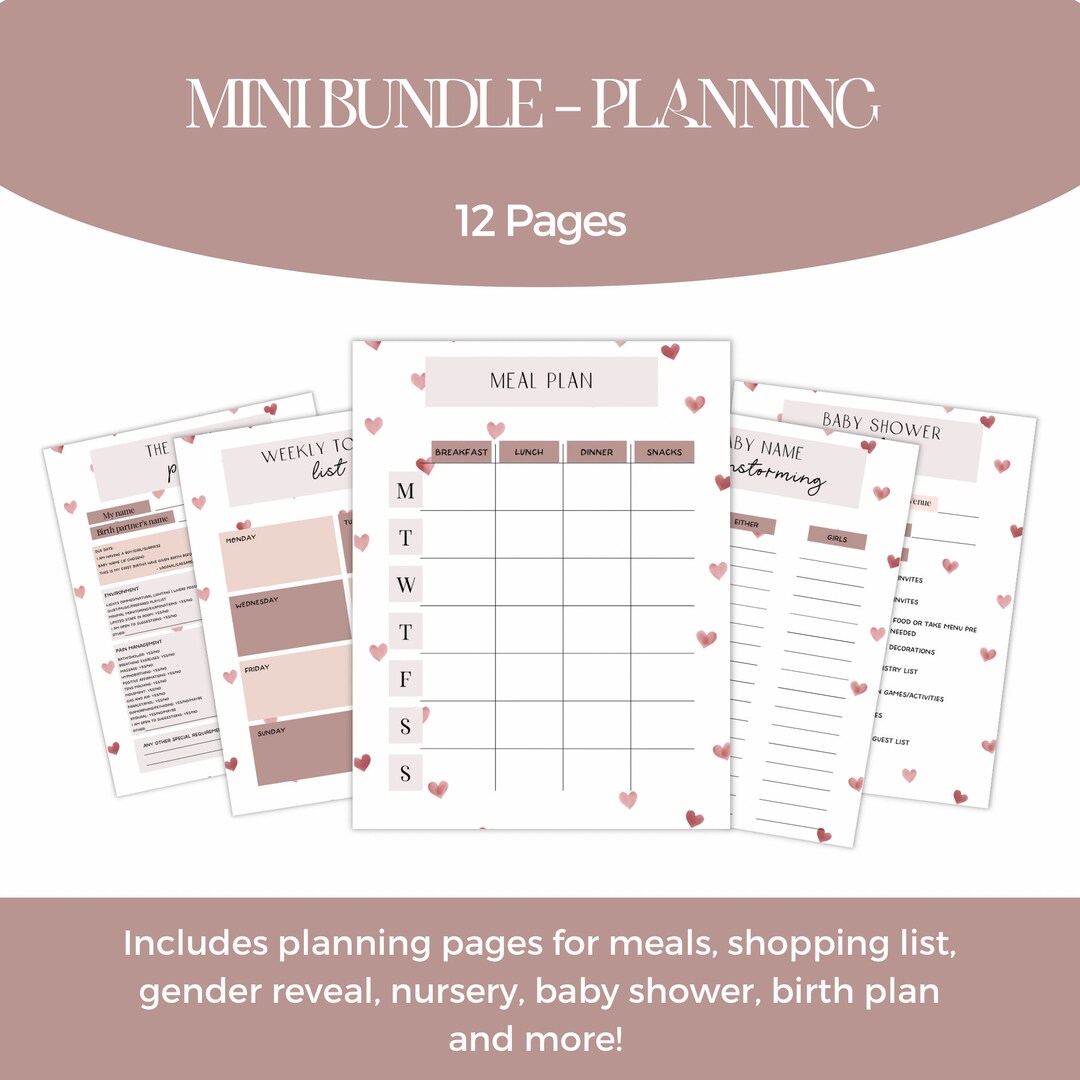 Pregnancy Planning Bundle, Pregnancy Planner, Baby Shower, Gender ...