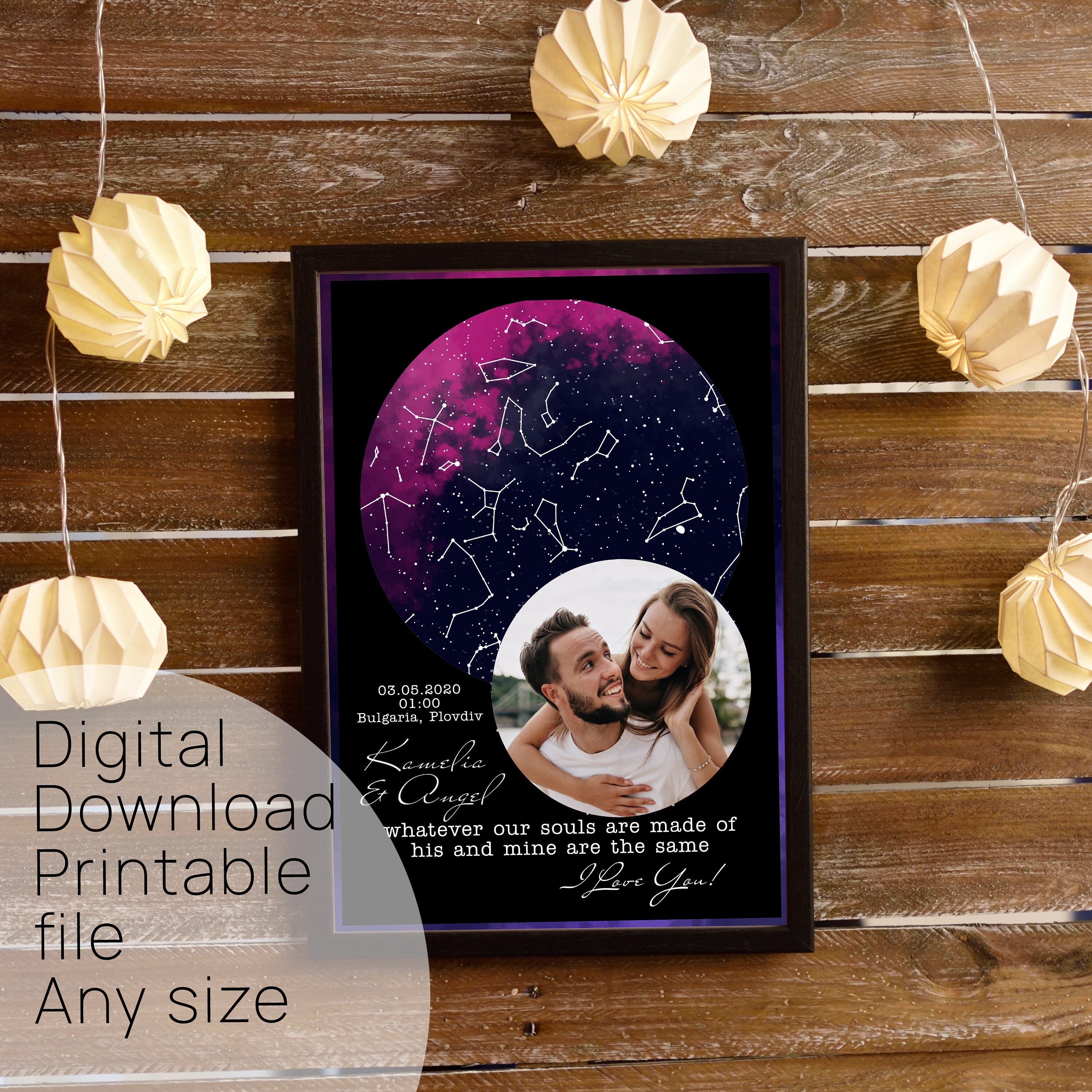 Printable Personalized Photo Star Map | Anniversary Gift | Wedding Gift ...