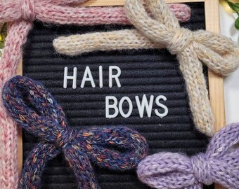 Set of Thin Hand-knit Mohair Hair Bows Knit Ribbon - Etsy