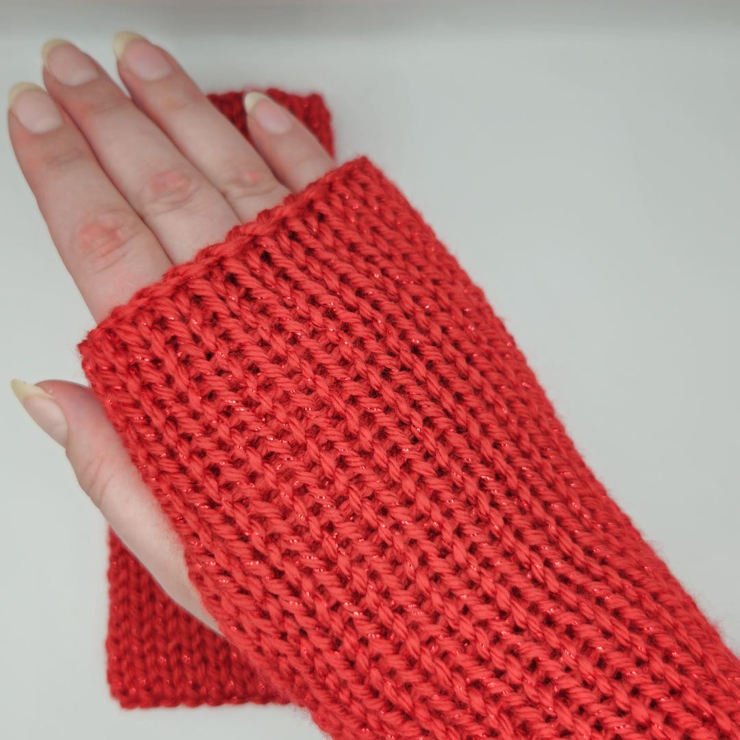 Red Sparkle Fingerless Gloves - Etsy