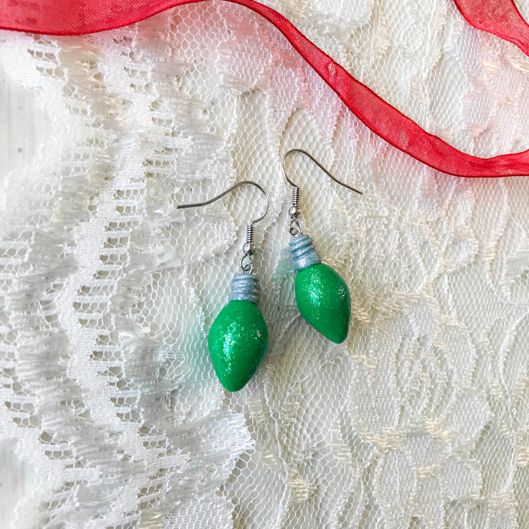 Polymer Clay Christmas Light Bulb Earrings - Etsy
