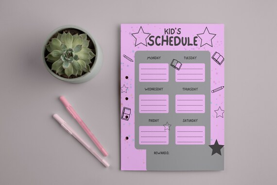 Editable Kid's Schedule Template Daily Routine Kid's - Etsy