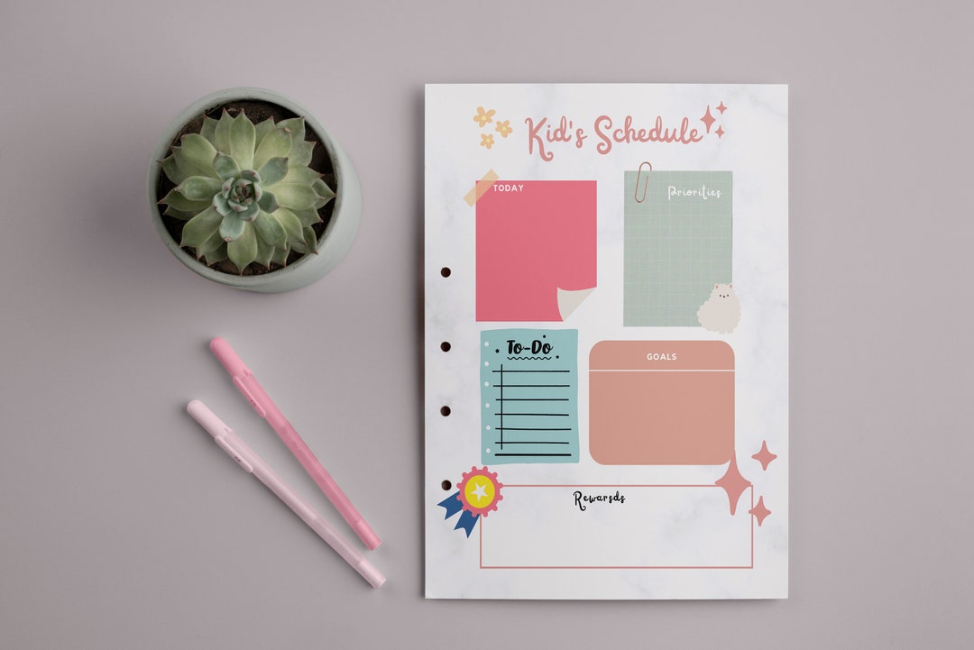 Editable Kid's Schedule Template, Daily Routine, Kid's Planner - Etsy