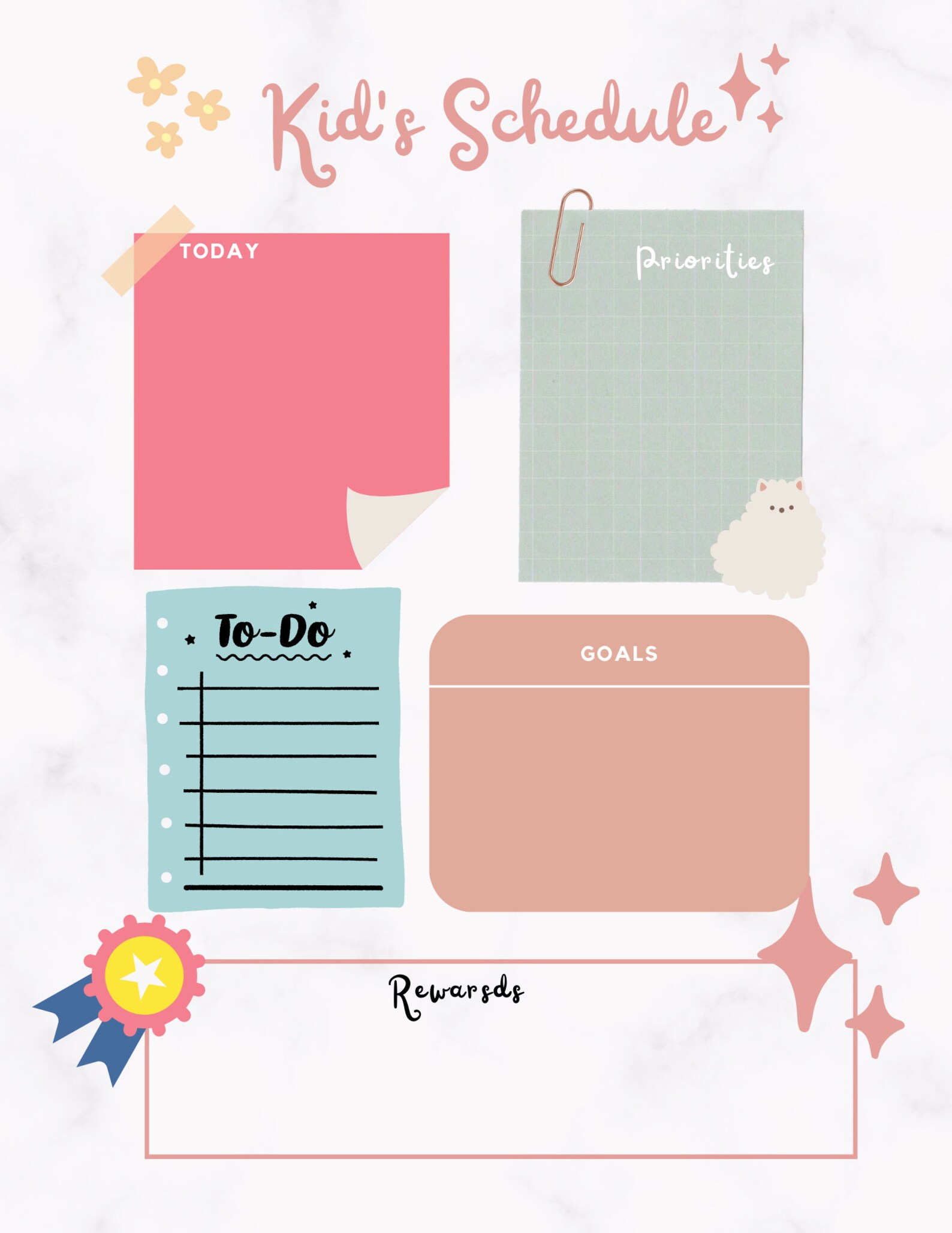 Editable Kid's Schedule Template, Daily Routine, Kid's Planner - Etsy