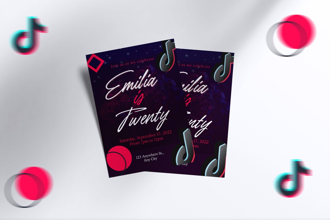 Tiktok Invitation Birthday Party Invite , EDITABLE Printable Template ...