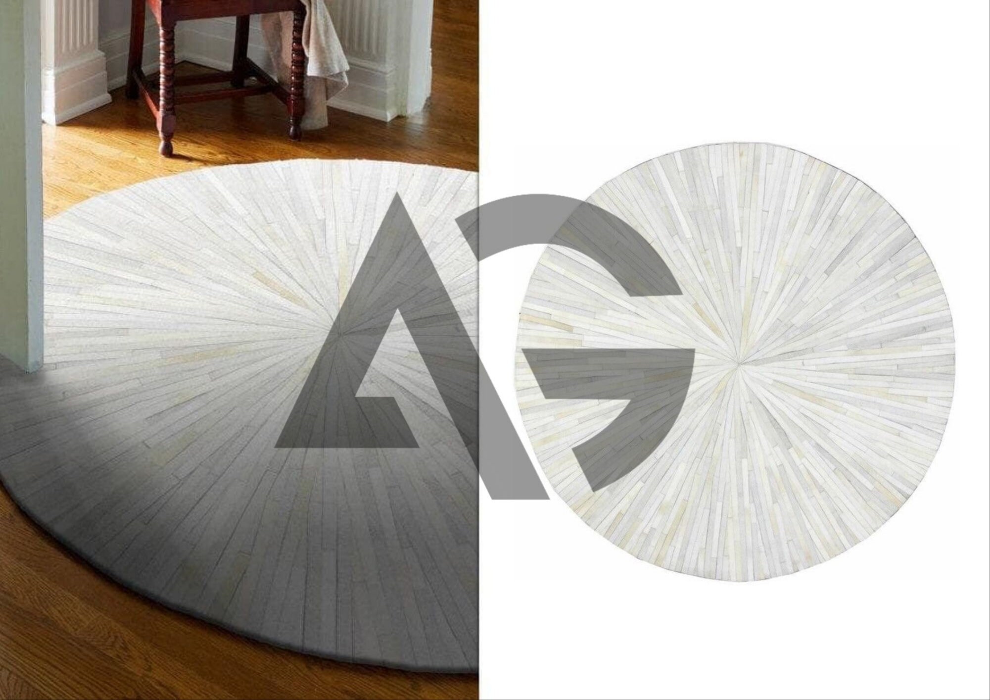 Cowhide Leather Strap ROUND Rug Patchwork Cowhide Round Rug - Etsy
