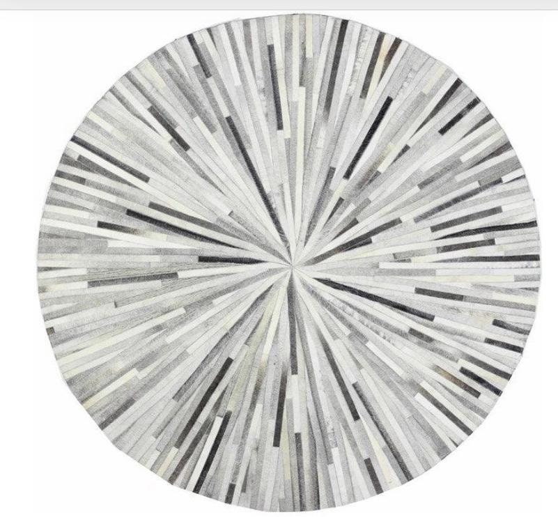 Cowhide Leather Strap ROUND Rug Patchwork Cowhide Round Rug Hair on ...