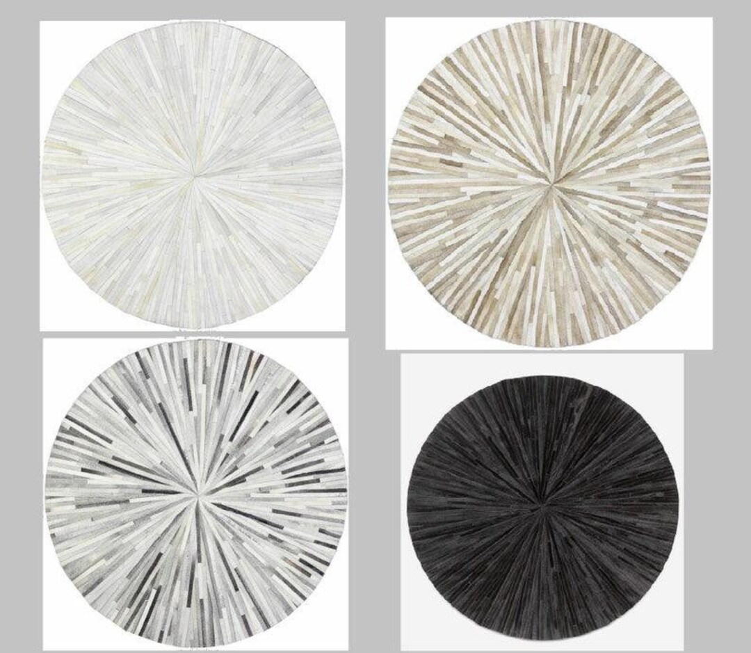 Cowhide Leather Strap ROUND Rug Patchwork Cowhide Round Rug Hair on ...