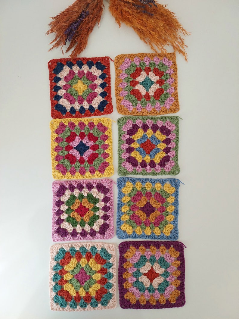 Earthy Granny Square Sets of 16 Crochet Pcs of 20 Unblocked - Etsy