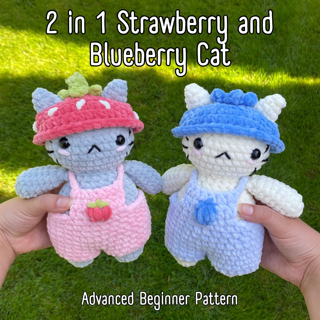 2in1 Strawberry and Blueberry Cat Crochet Pattern | Cute Amigurumi ...