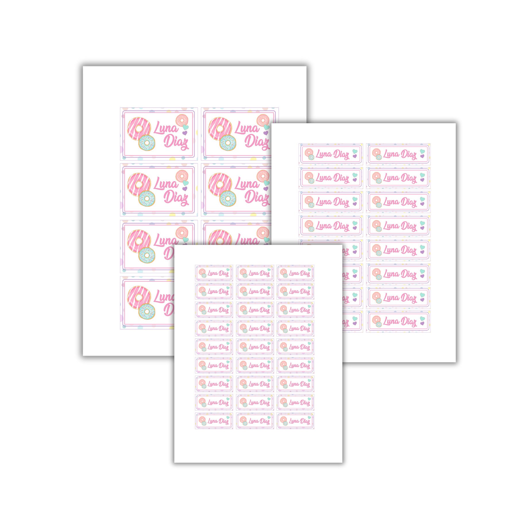 Donuts School Name Labels, School Supplies, Donuts Back to School ...