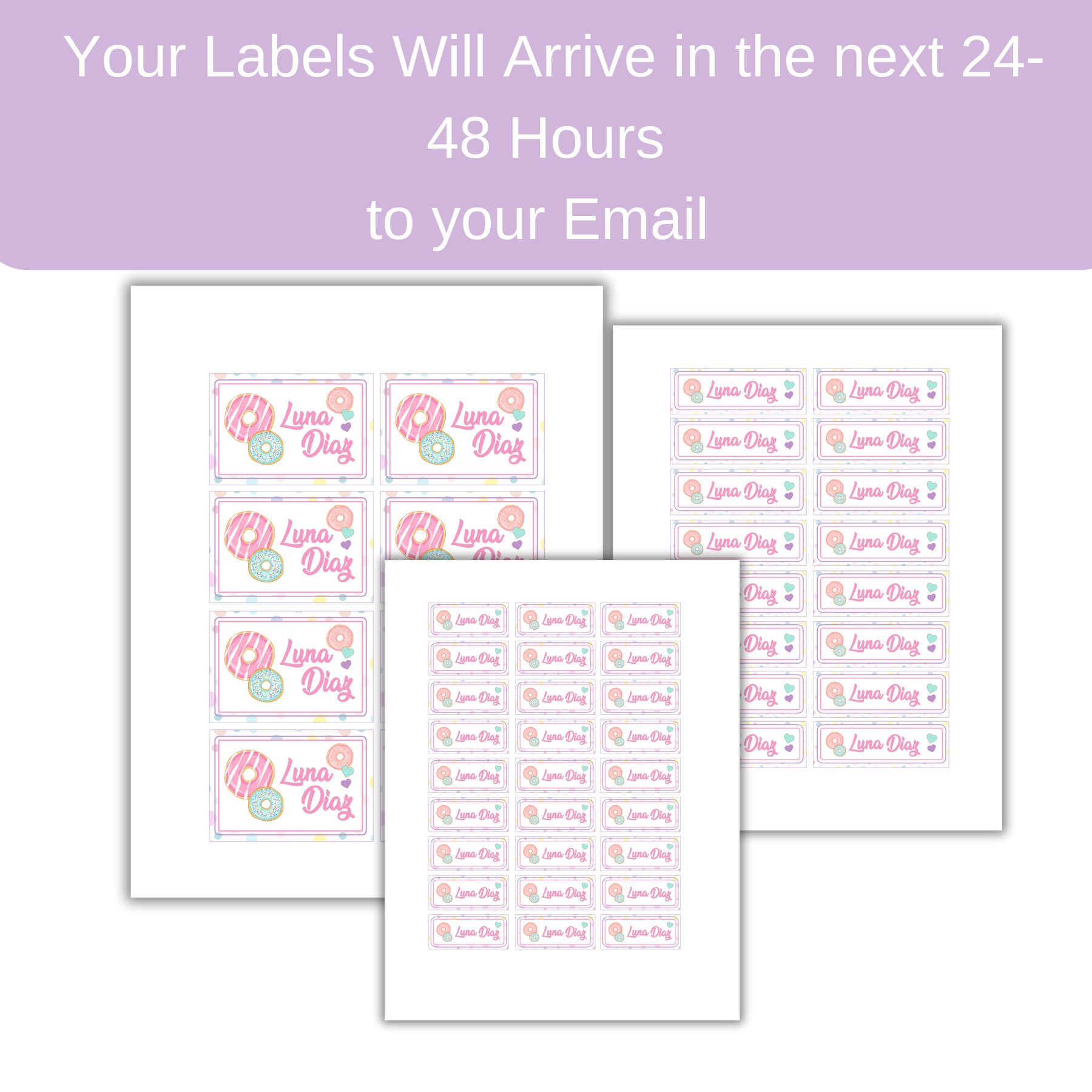 Donuts School Name Labels, School Supplies, Donuts Back to School ...