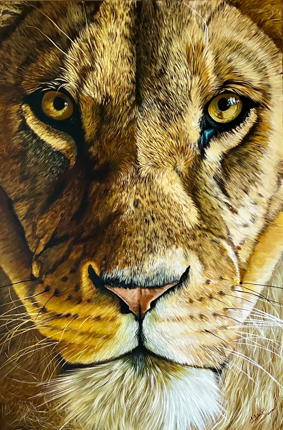 Acrylic Painting Original Lion Face Realistic Wall Art on Canvas - Etsy