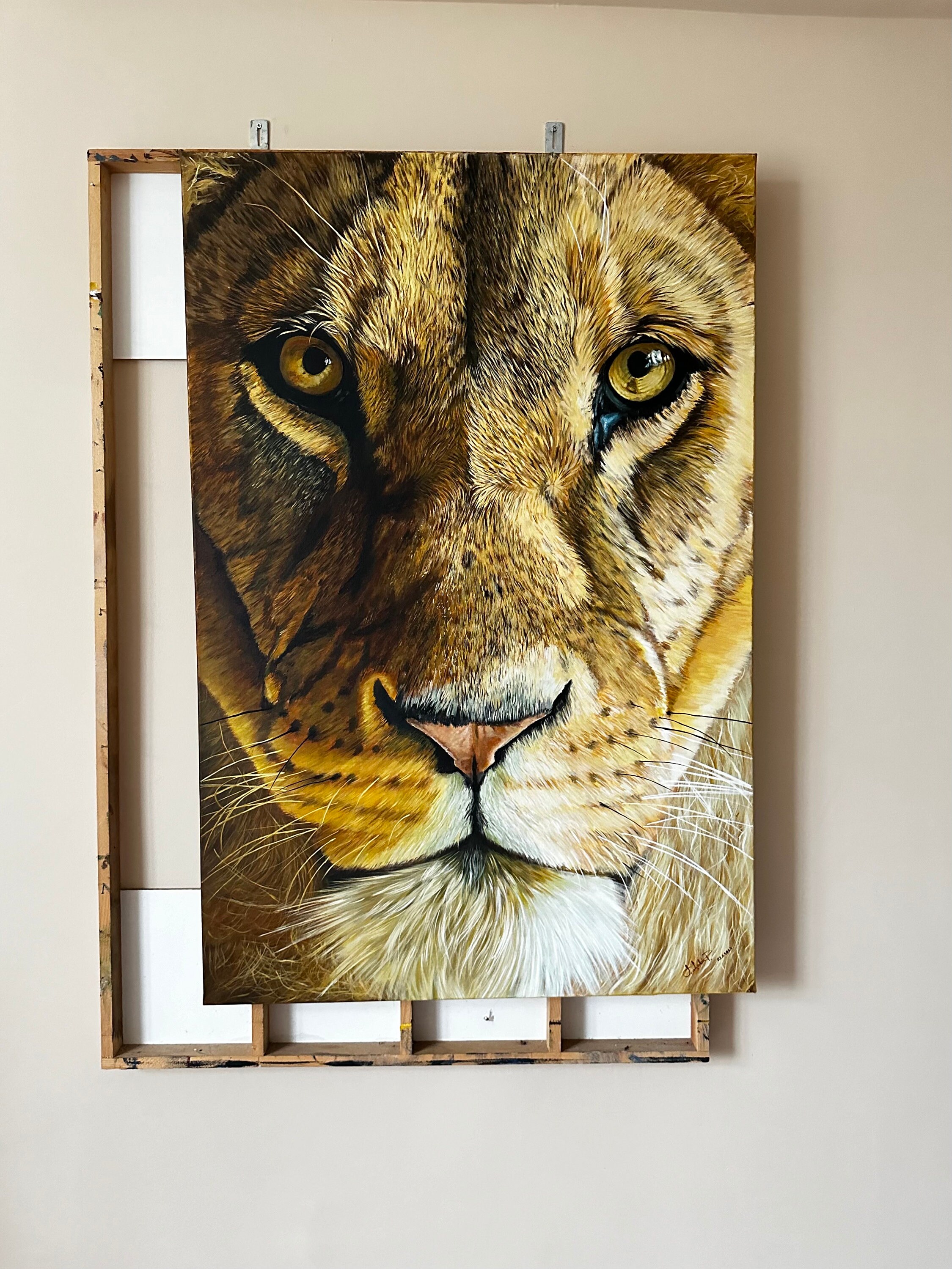 Acrylic Painting Original Lion Face Realistic Wall Art on Canvas - Etsy