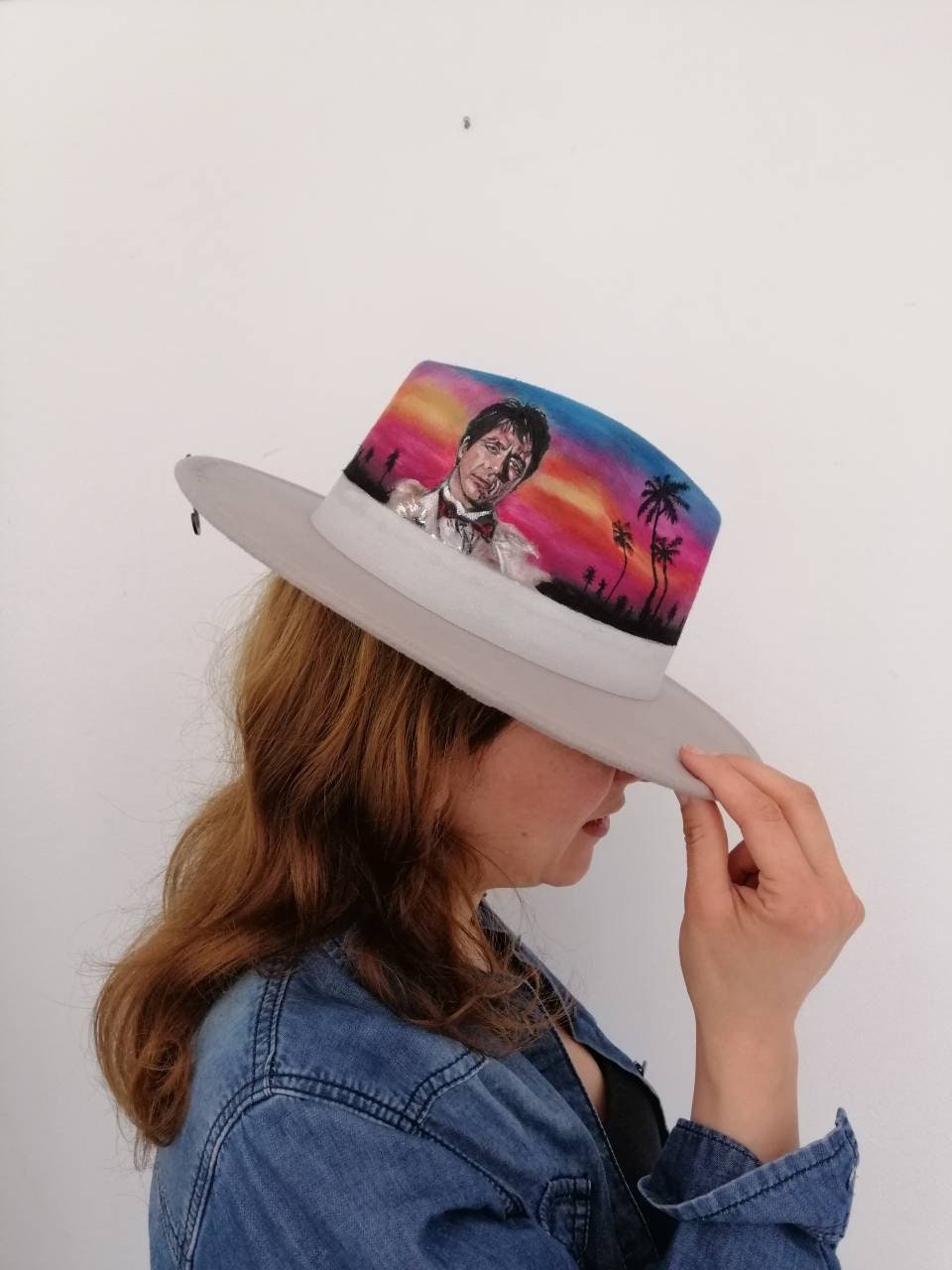 SOLD Original Custom Tony Montana Painting Hat Painting - Etsy