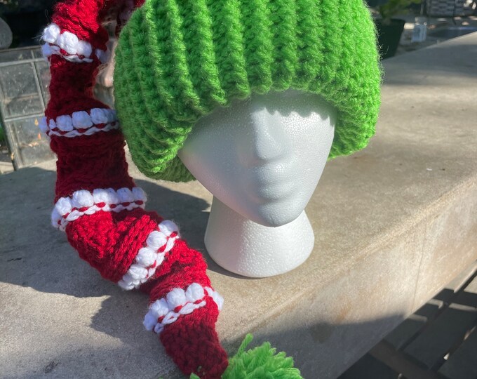 Grinch Inspired Long Stocking Cap, Handmade Crochet Hat, Unisex Winter ...