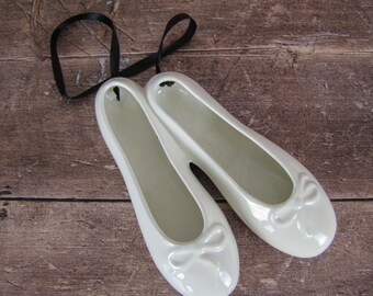 Vintage Ceramic Pink Ballet Slippers Wall Hanging Decor, Ballerina ...