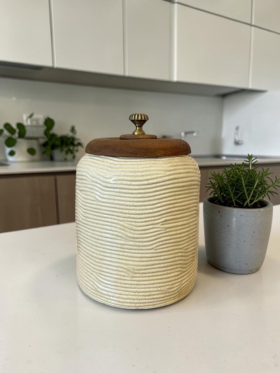 Vintage Unique Handmade Turned Ceramic Cookie Jar - Farmhouse Modern ...