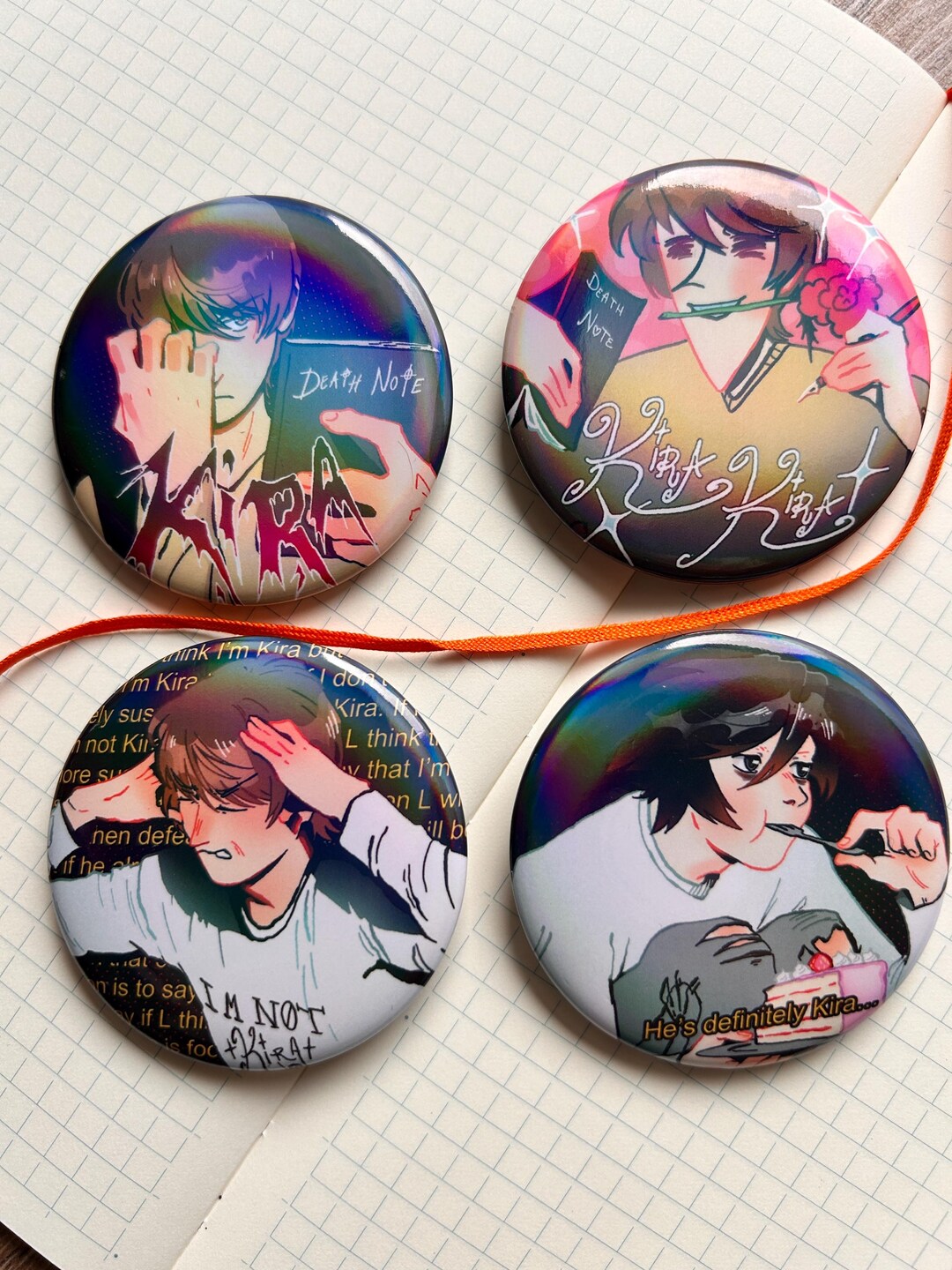 Death Note Button Badges - L Lawliet Yagami Light Kira Lawlight Pin for ...