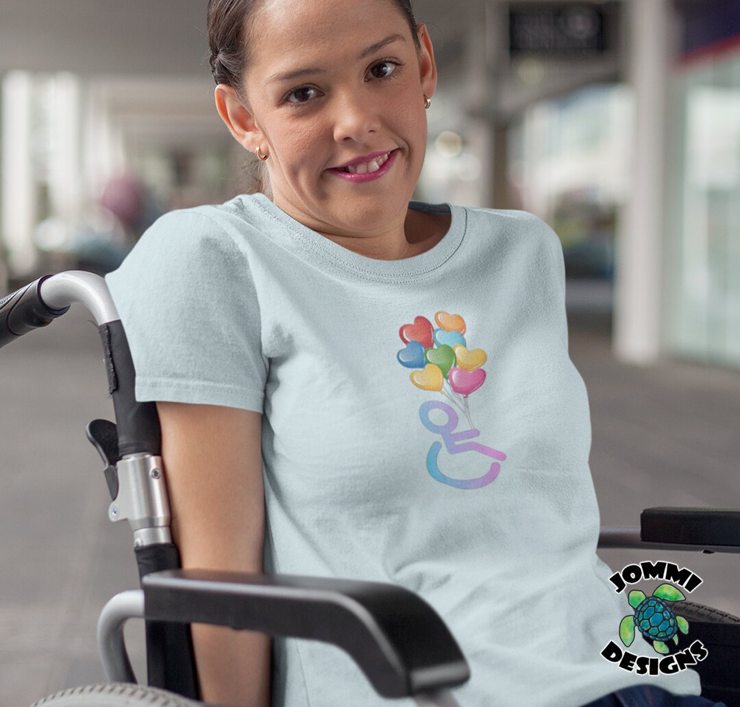 Wheelchair Heart Balloons Tee, Gift for Wheelchair User Tee, Accessible ...