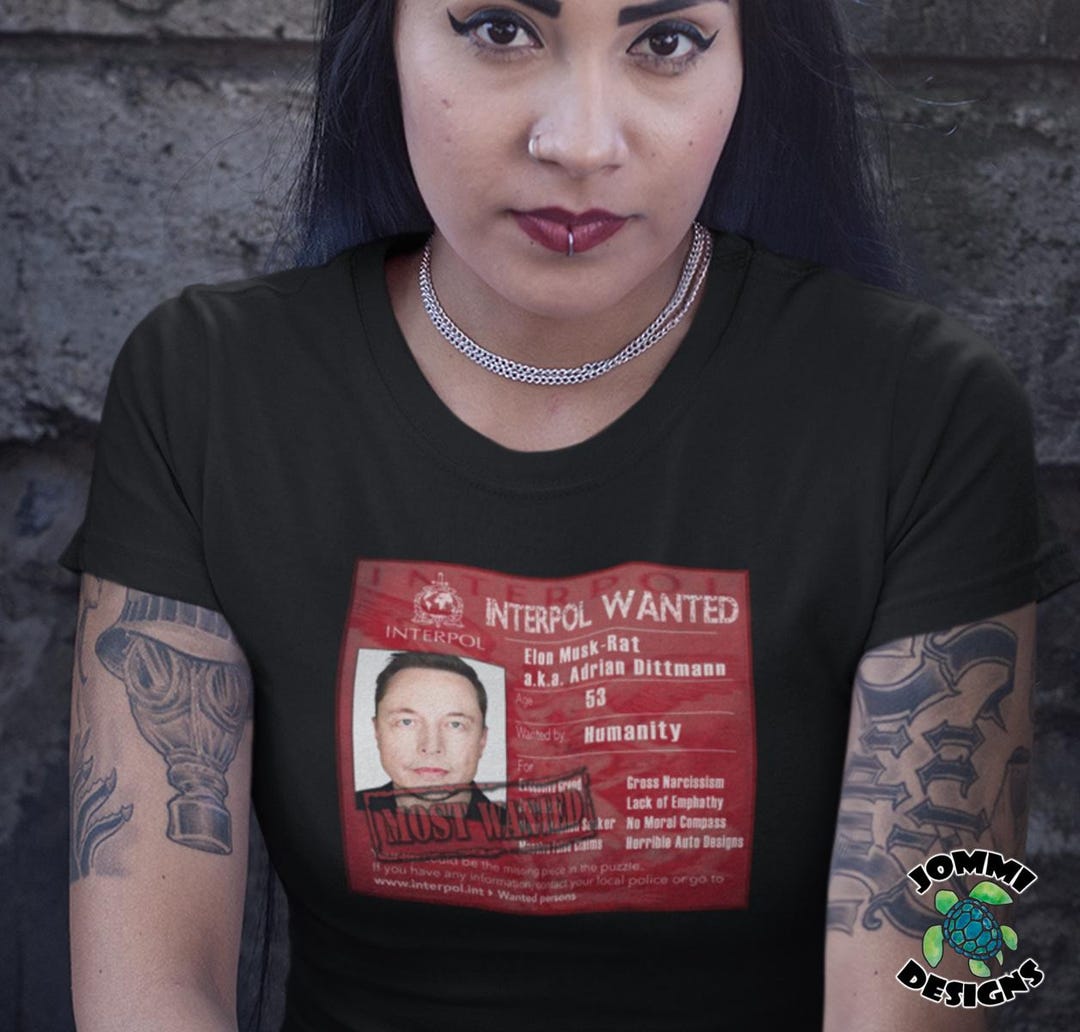 Elon Musk-rat Political Satire Tee: Interpol Wanted Design - Etsy