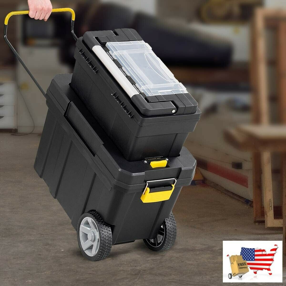 Tool Boxes 2 in 1 Rolling Set Mobile Tool Chest Storage Organizer ...