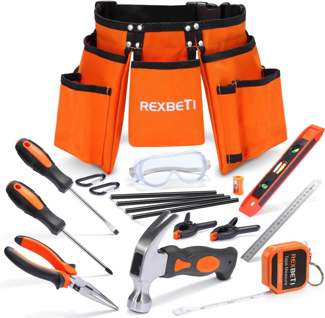 Tool Set Young Builder's 18 Pcs With Real Hand Tools Reinforced Kids ...