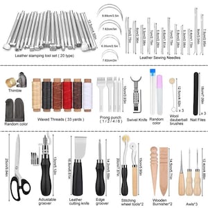 Leather Craft Working Tools Kit With Knife Wax Thread Awl Needles ...