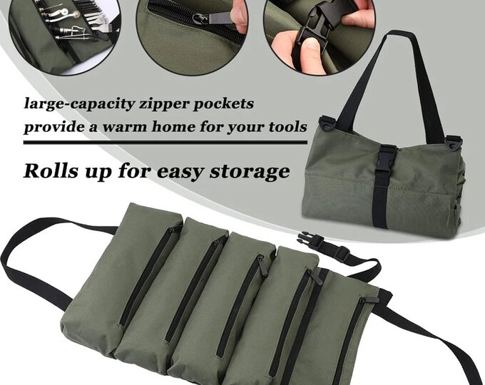 Leather Working Tools Kit With Roll up Tool Bag Stamping Tools Buttons ...