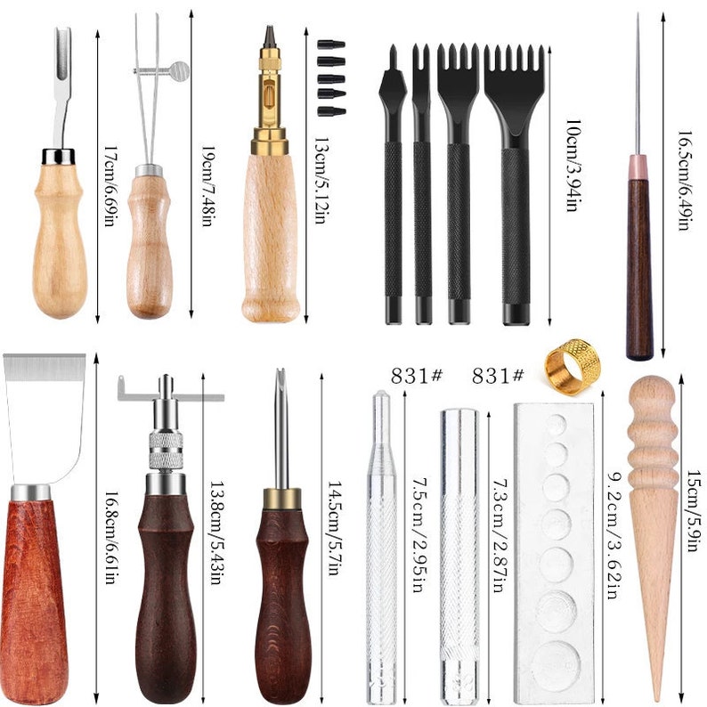 Leather Craft Tool Leather Working Kit With Sewing Needle Stitching ...