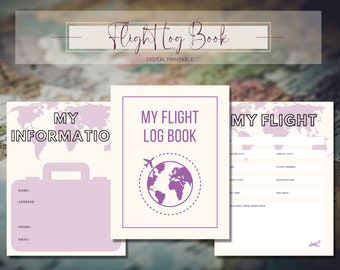Digital Flight Log Book - Pink - Printable PDF, Travel Journal ...
