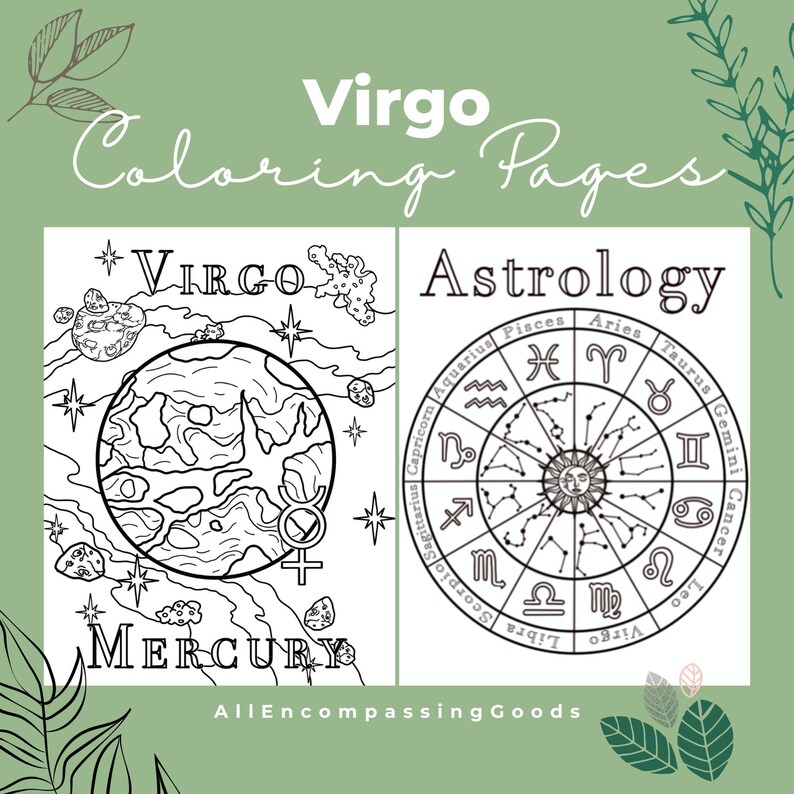 5 Virgo Coloring Pages, Zodiac Coloring Sheet, Virgo Zodiac, Instant ...