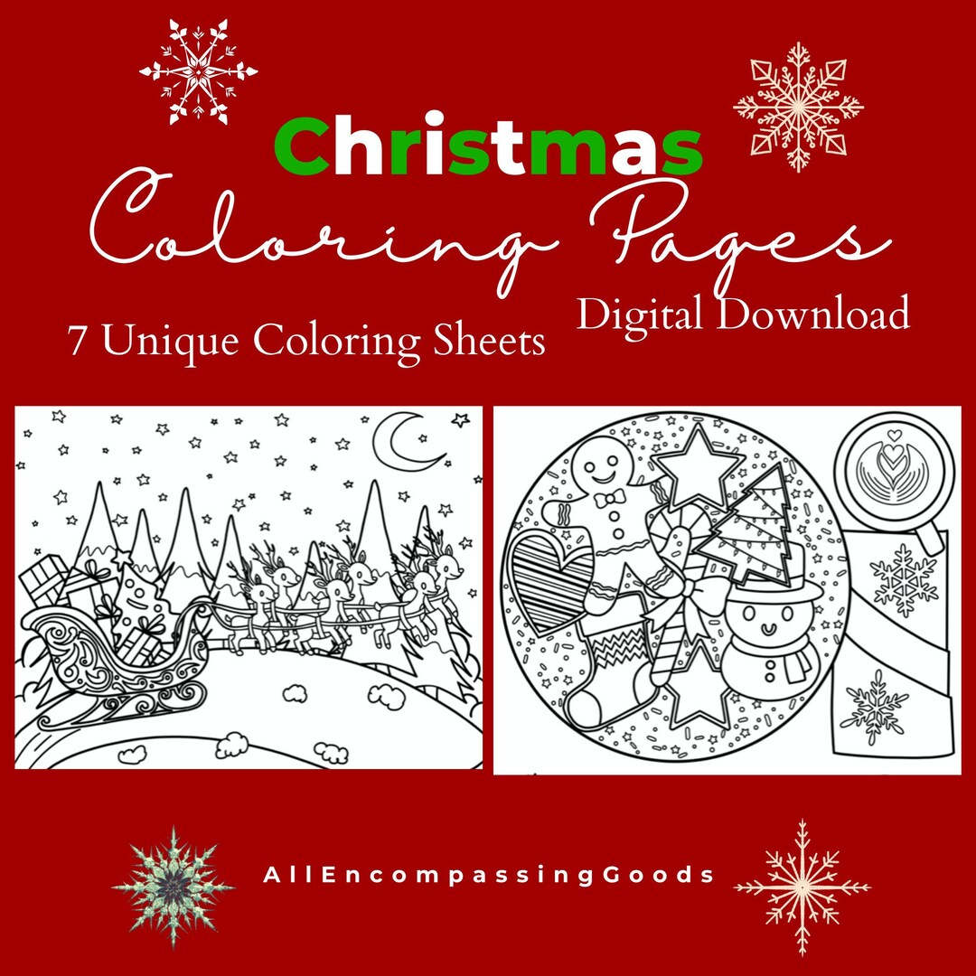 7 Christmas Coloring Pages, Coloring Sheets, Christmas Printables ...