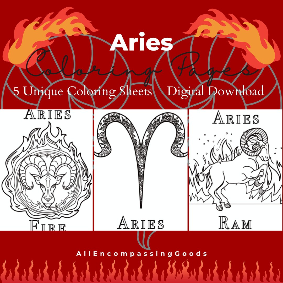 5 Aries Coloring Pages, Aries Coloring Sheets, Zodiac Coloring Sheets ...