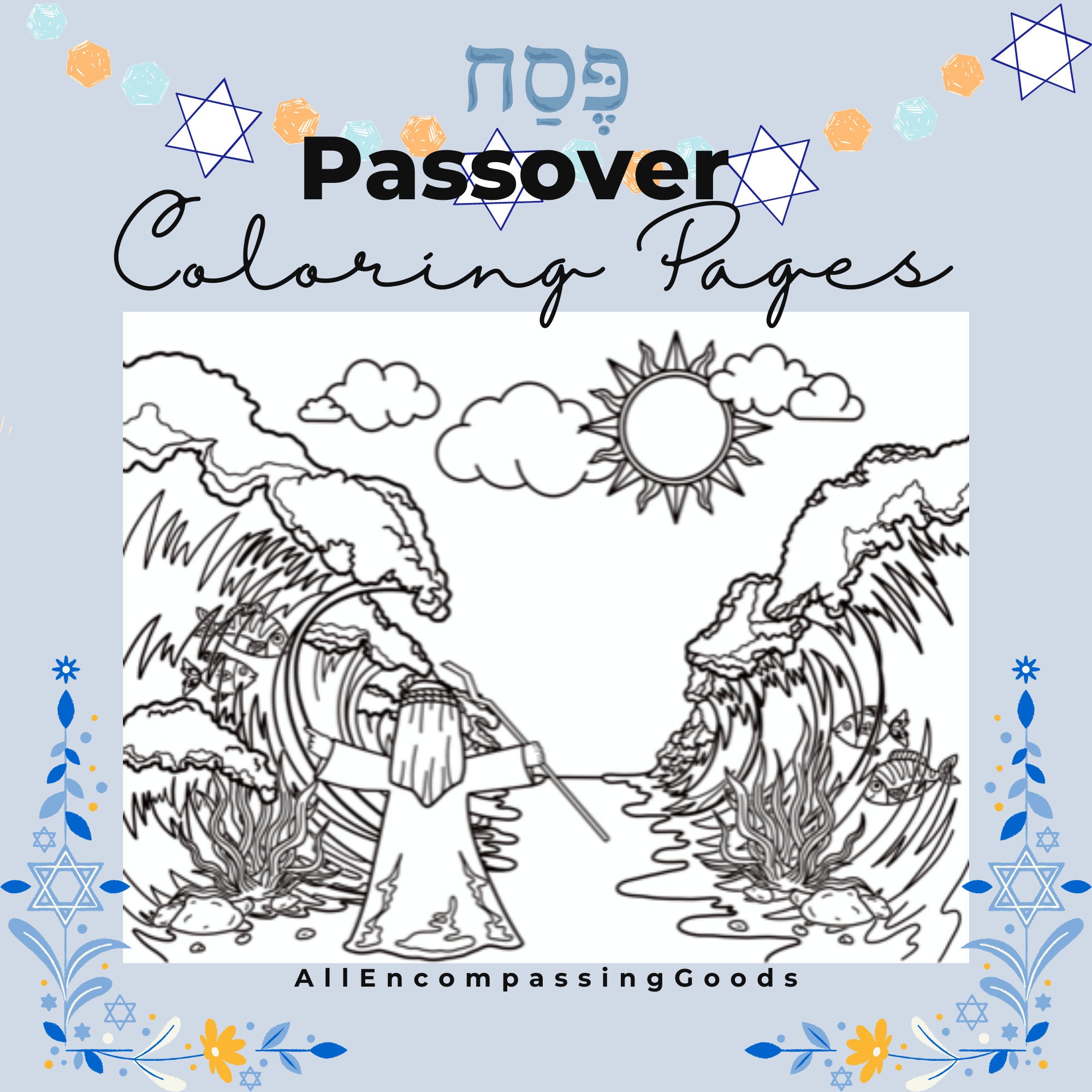 5 Passover Coloring Pages, Pesach Coloring Sheets, Jewish Holiday ...