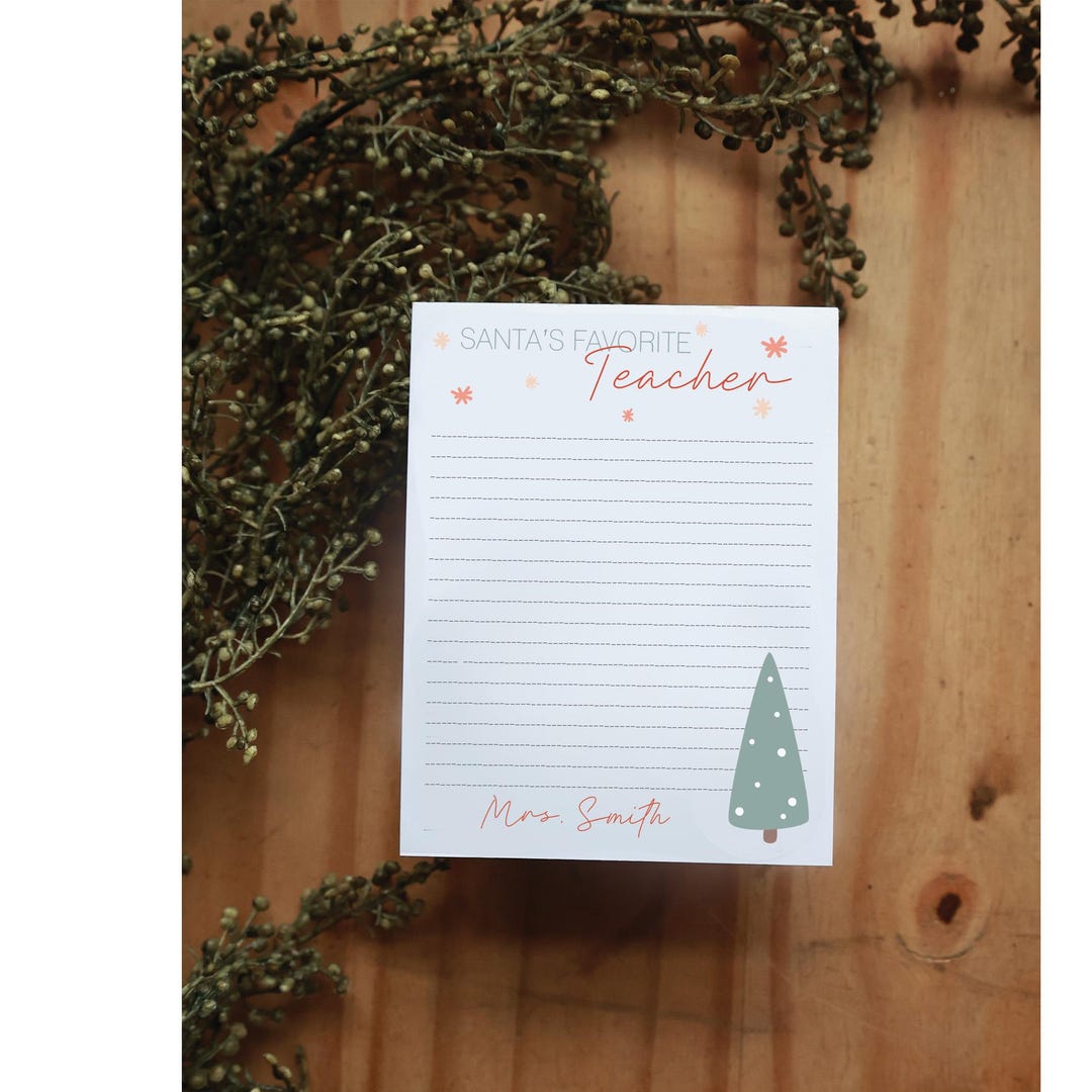 Santa's Favorite Teacher Personalized Notepad, Christmas List Notepad ...